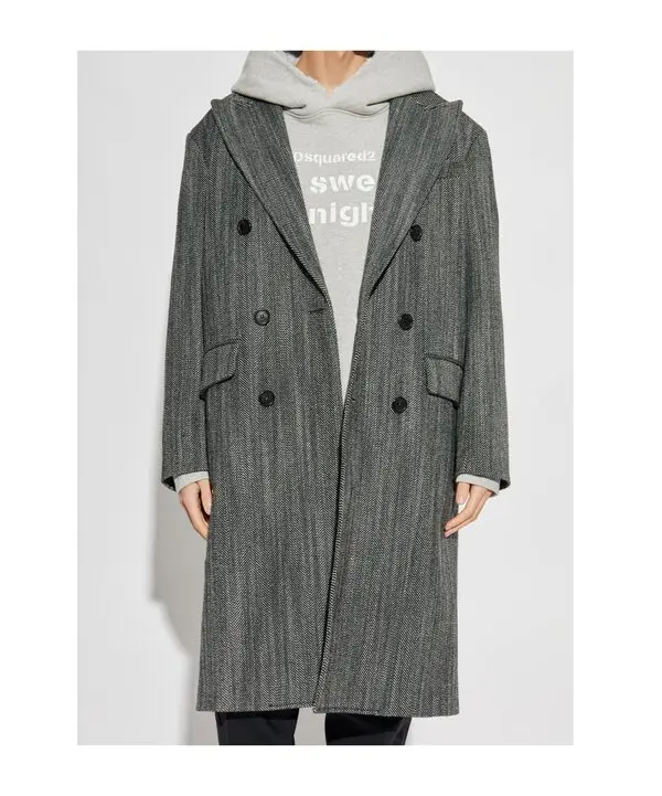 Dsquared2 Double Breasted Peak Lapel Overcoat