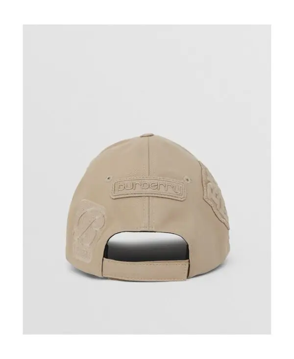 Burberry Badge Appliqué Cotton Baseball Cap - Nude
