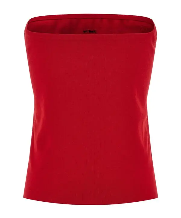 Miu Miu Cotton Knit Off-the-shoulder Tube Top - Red