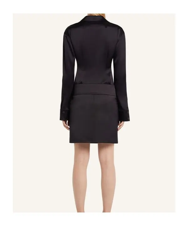 COURREGES Satin Lapel Collar Shirt - Black