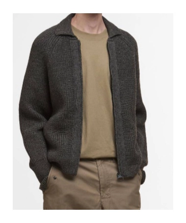 Barbour Zip-fastening Ribbed-knit Cardigan - Olive Ink