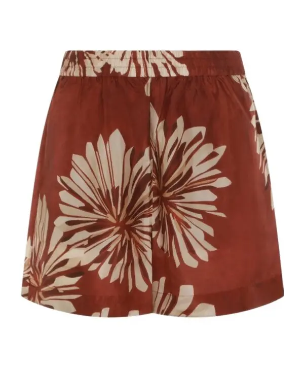 Brunello Cucinelli Floral Print Elasticated Waistband Shorts - Brown