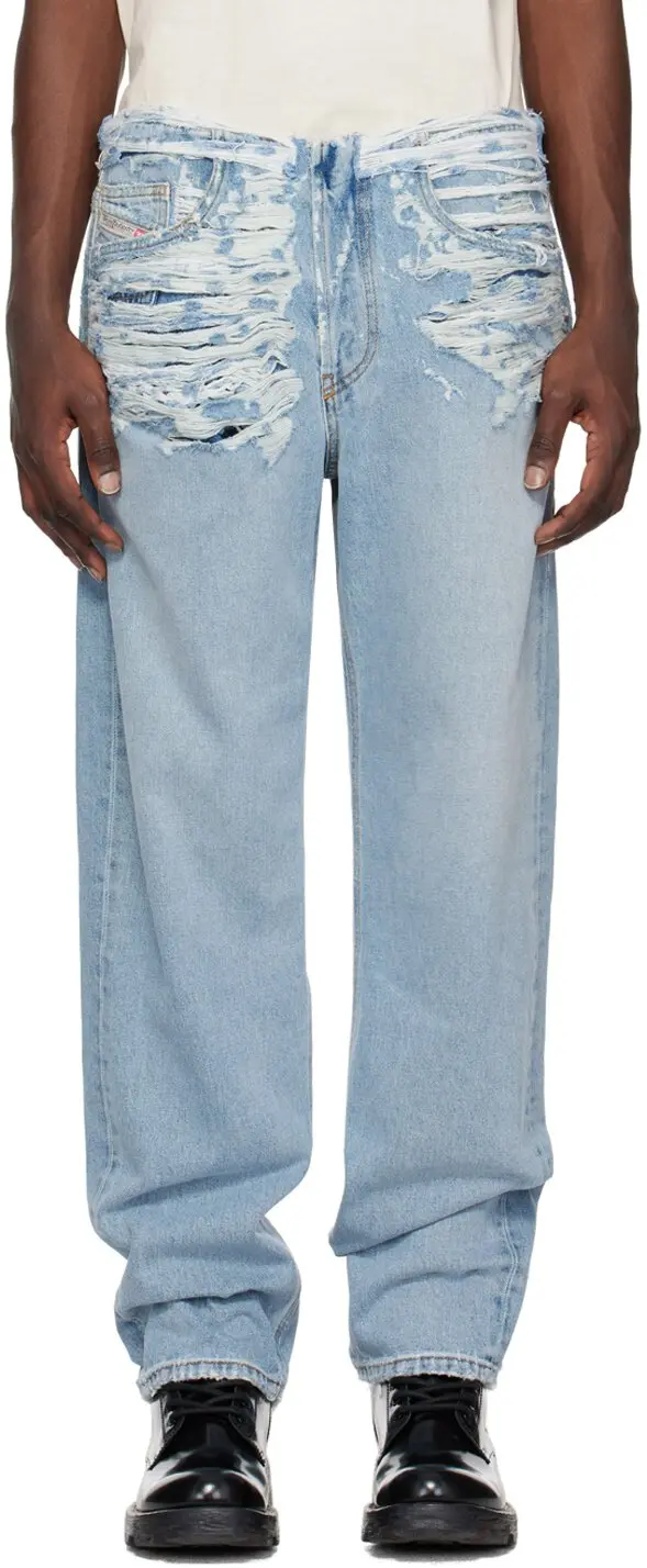 DIESEL® 2010 Straight-leg Distressed Jeans - Gray