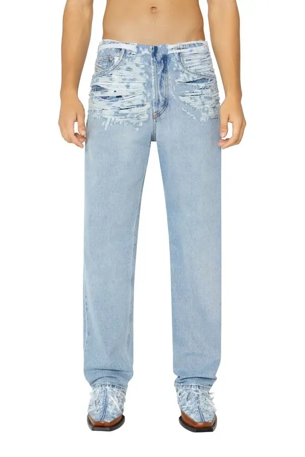 DIESEL® 2010 Straight-leg Distressed Jeans - Gray