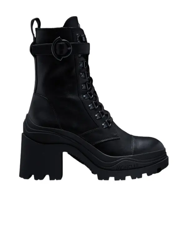 Moncler Envile" Buckled Lace-up Combat Boots - Black