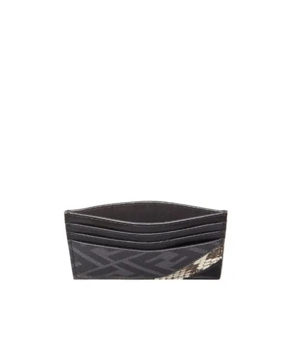 Fendi Grey Fabric Card Holder - Black
