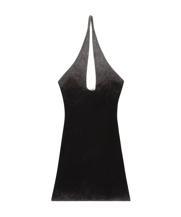 DIESEL® Halterneck Ribbed Knit Mini Dress - Black