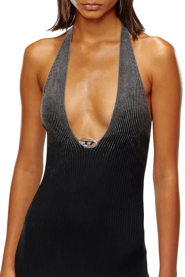 DIESEL® Halterneck Ribbed Knit Mini Dress