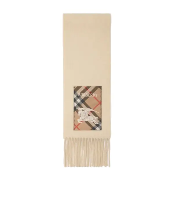 Burberry Check Label Fringed-edge Scarf - Nutmeg