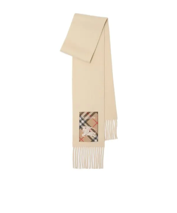 Burberry Check Label Fringed-edge Scarf - Nutmeg