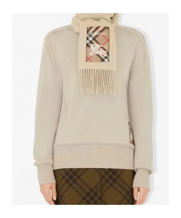 Burberry Check Label Fringed-edge Scarf - Nutmeg
