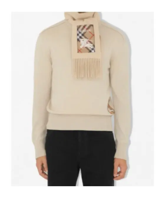 Burberry Check Label Fringed-edge Scarf - Nutmeg