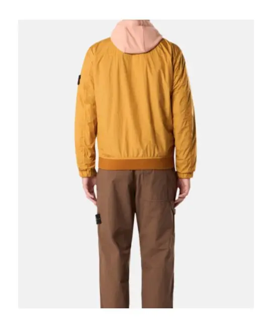 Stone Island Logo Patch Zip-up Bomber Jacket - Mustard