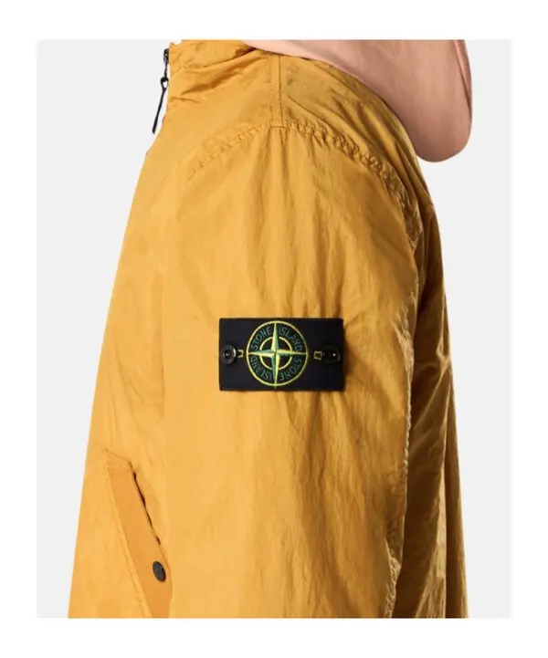 Stone Island Logo Patch Zip-up Bomber Jacket - Mustard