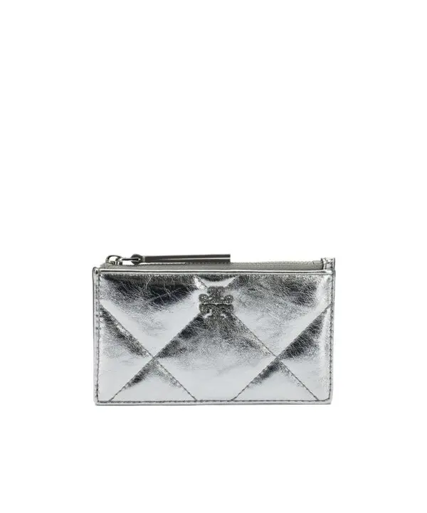 Tory Burch Quilted Zipped Cardholder - Silver
