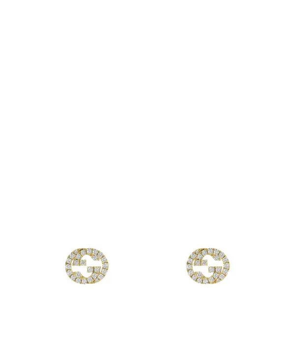 Gucci Logo Diamond Stud Earrings - Yellow
