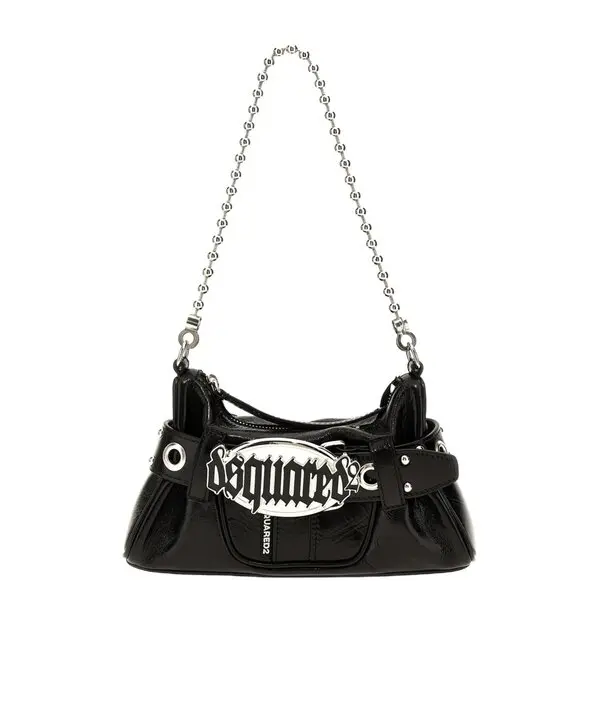 Dsquared2 Gothic Logo Plaque Belted Shoulder Bag - Black