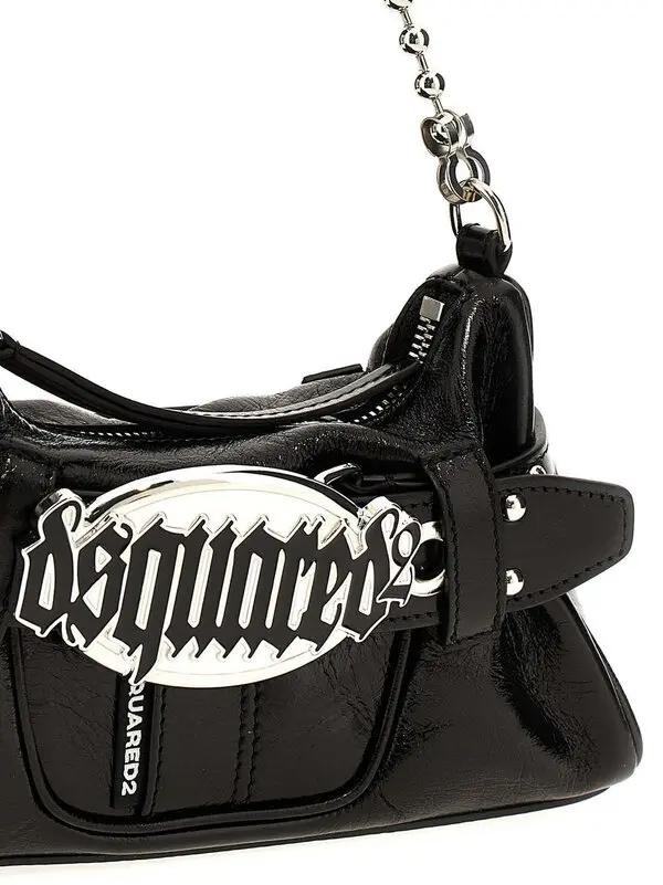 Dsquared2 Gothic Logo Plaque Belted Shoulder Bag - Black