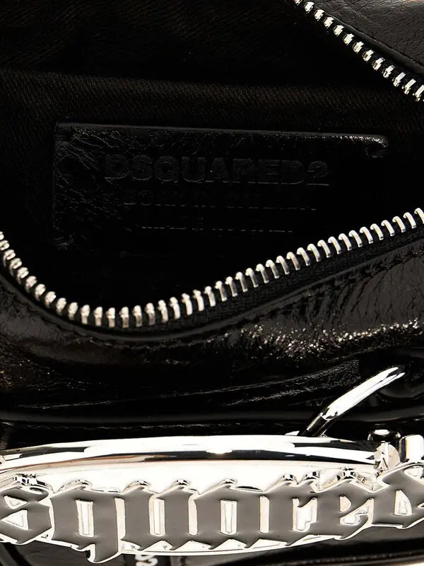 Dsquared2 Gothic Logo Plaque Belted Shoulder Bag - Black