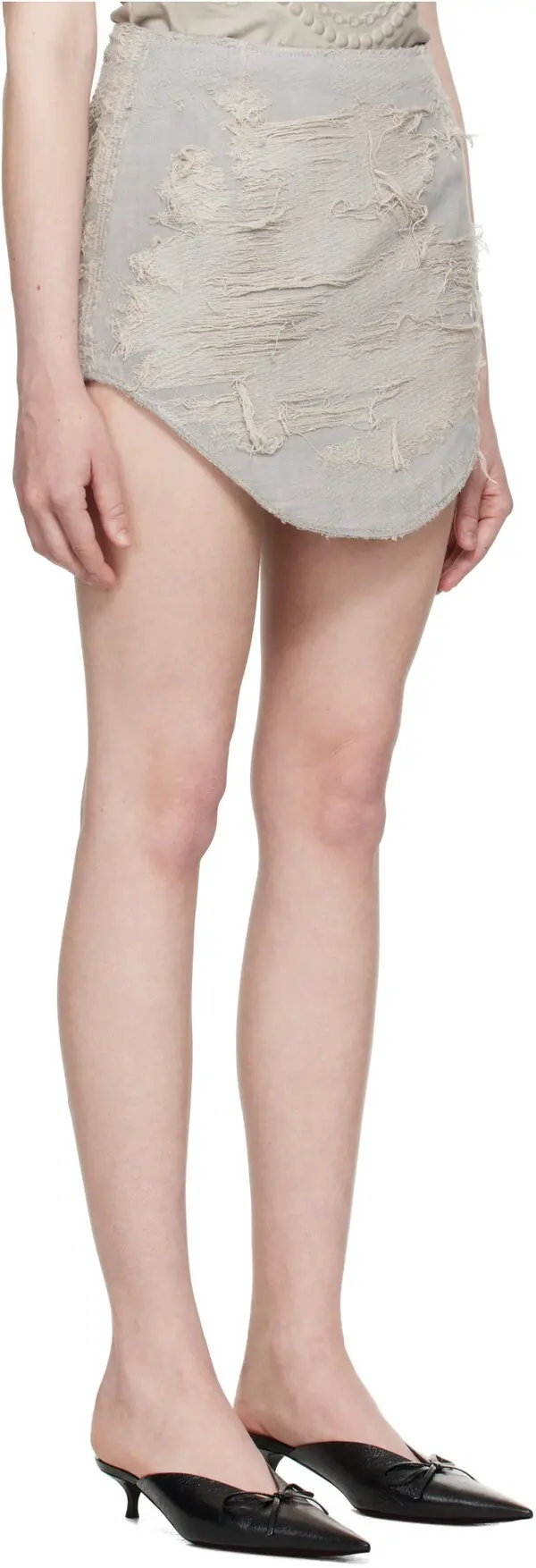 DIESEL® Distressed Denim Mini Skirt - Light Gray