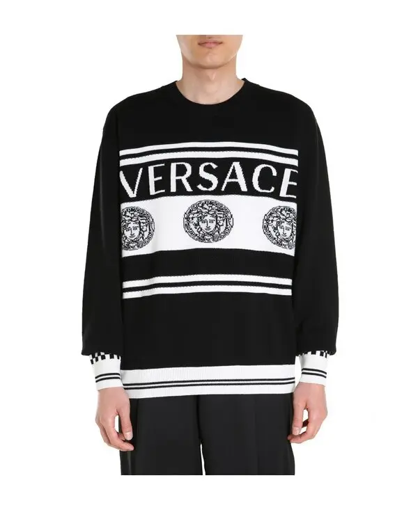 Versace Intarsia-knit Logo Jumper