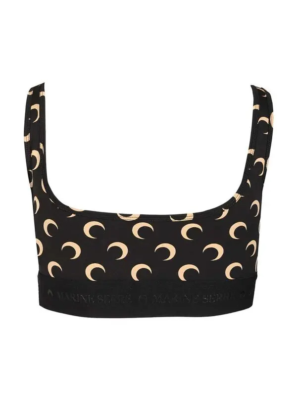 MARINE SERRE Moon Printed Jersey Sports Bra - Black