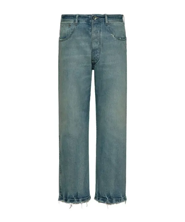 MAISON MARGIELA High-waist Wide-leg Distressed Jeans - Light Blue