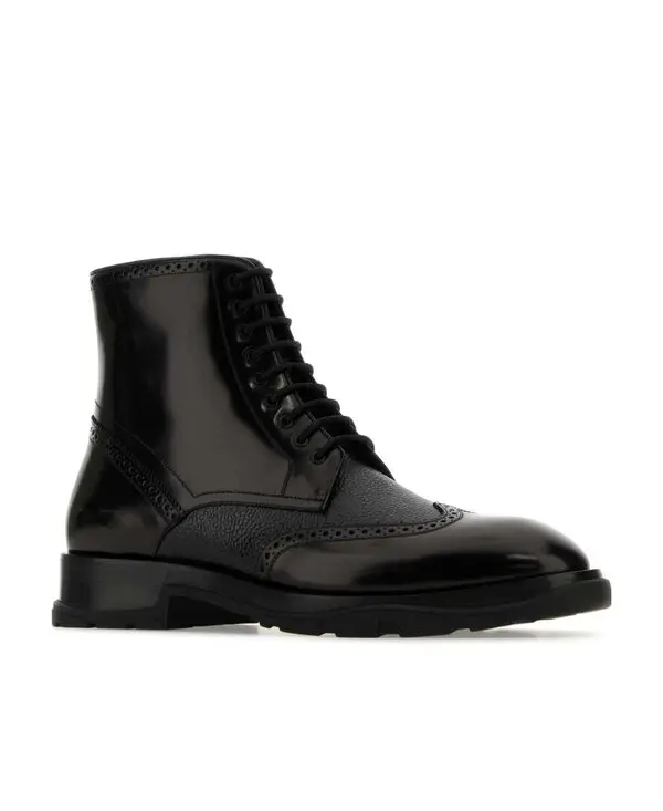Alexander McQueen Low Block Heeled Lace-up Boots