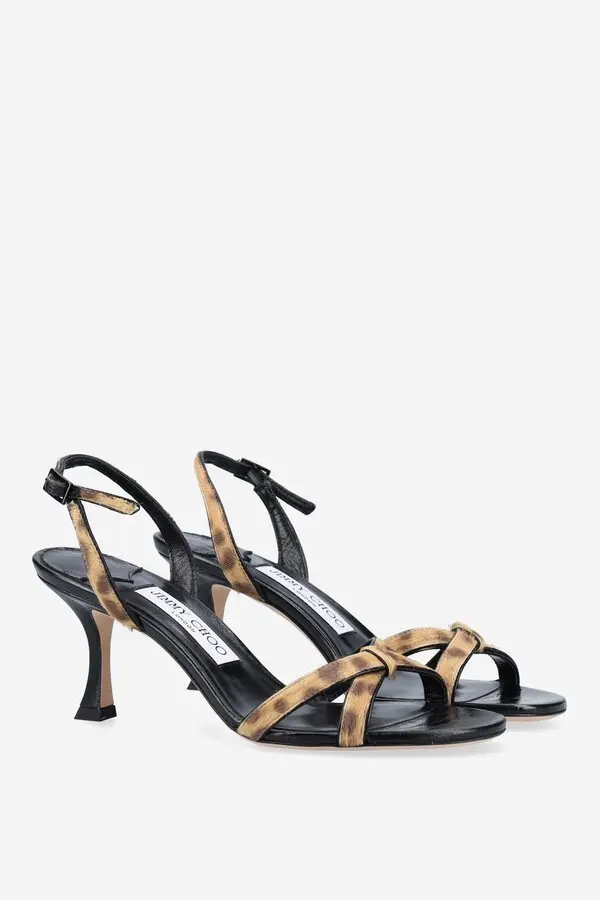 JIMMY CHOO Elsy 70 High-heeled Sandals - Leopard