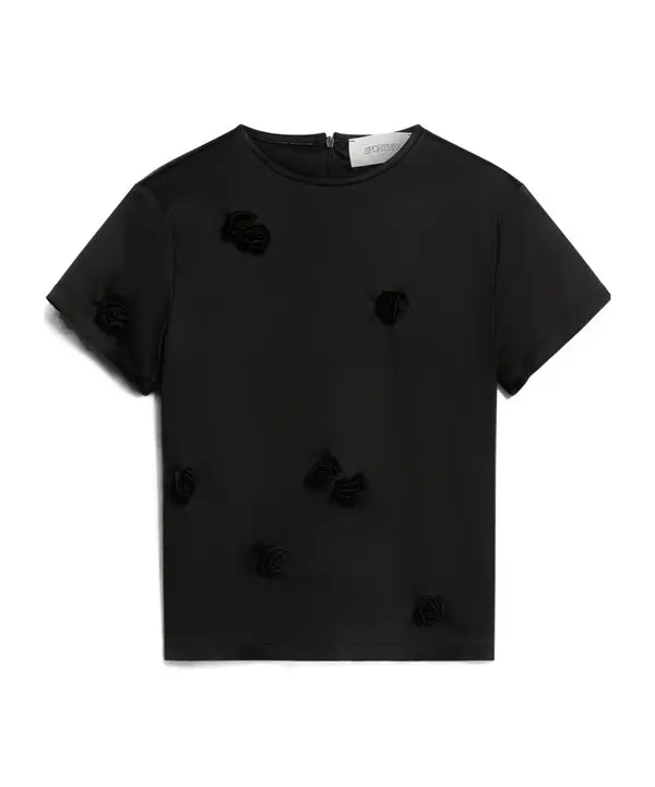 Sportmax Floral Embellished Crewneck T-shirt - Black