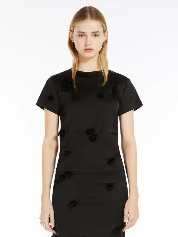 Sportmax Floral Embellished Crewneck T-shirt - Black