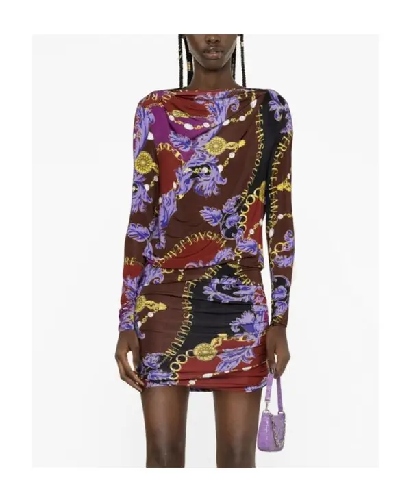 Versace Barocco Print Long Sleeve Minidress