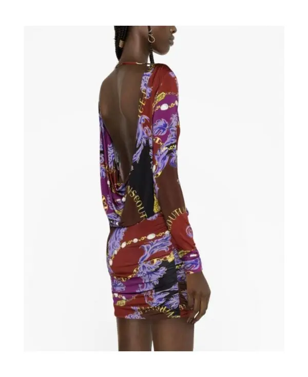 Versace Barocco Print Long Sleeve Minidress