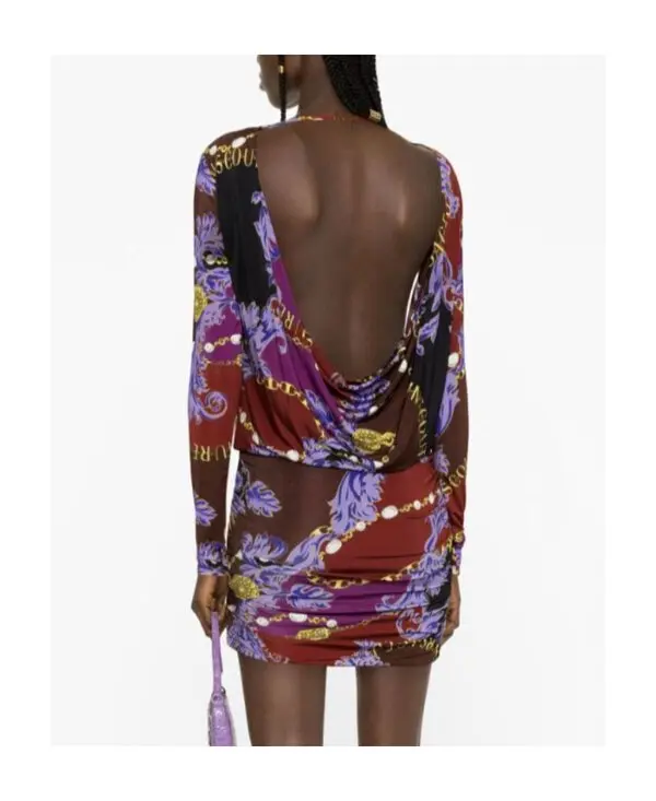 Versace Barocco Print Long Sleeve Minidress