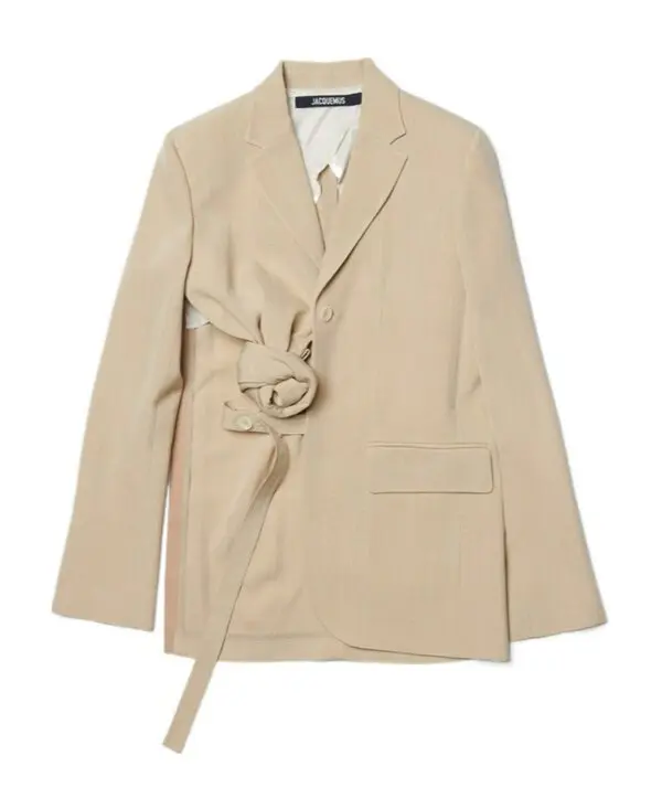 Jacquemus Asymmetric Cropped Blazer With Knot Detail - No