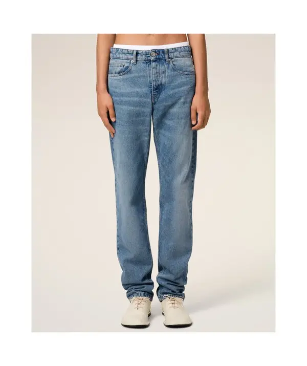 AMI Paris Logo Patch Straight-leg Jeans - Blue