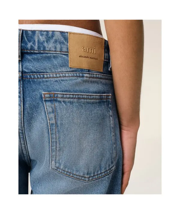 AMI Paris Logo Patch Straight-leg Jeans - Blue