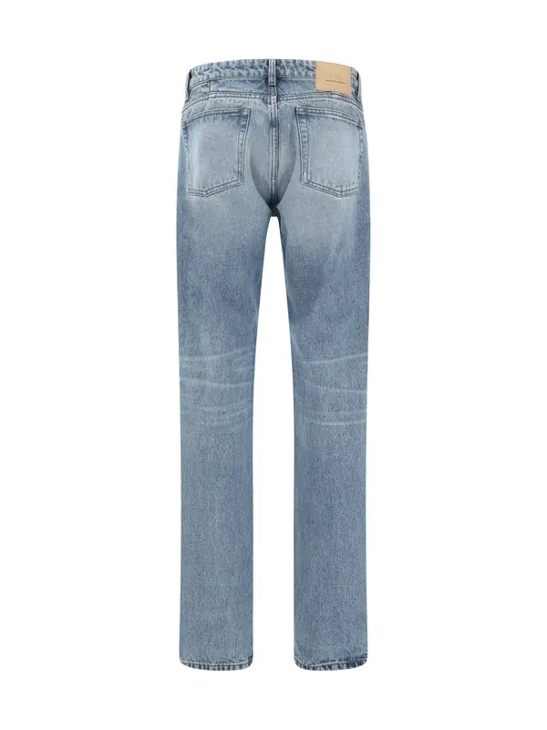 AMI Paris Logo Patch Straight-leg Jeans - Blue