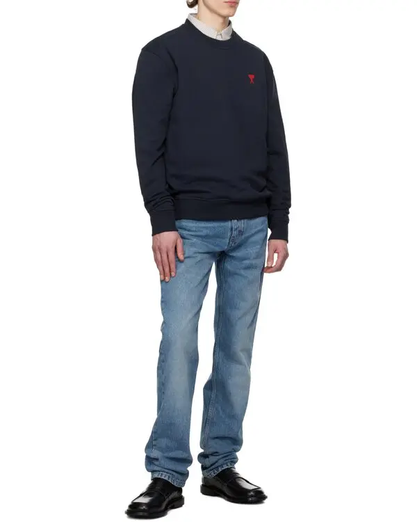 AMI Paris Logo Patch Straight-leg Jeans - Blue