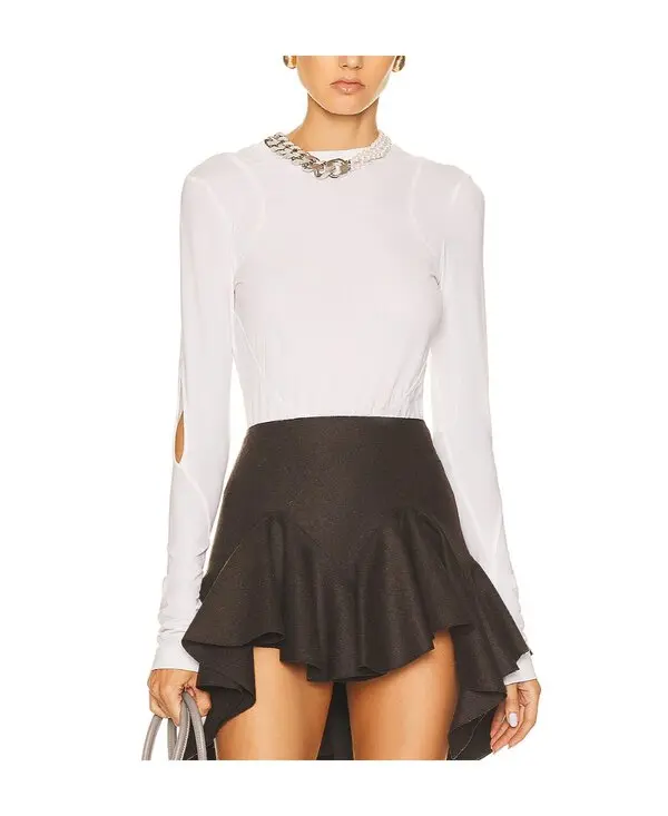 Givenchy Cut-out Knit Long Sleeve Top - White