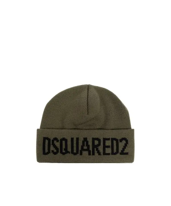 Dsquared2 Logo Intarsia Beanie - Green
