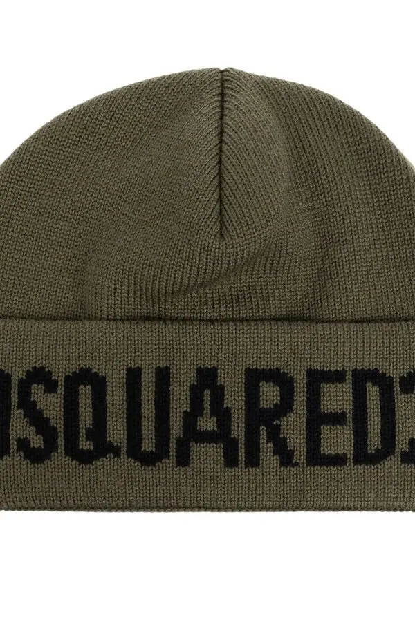 Dsquared2 Logo Intarsia Beanie - Green