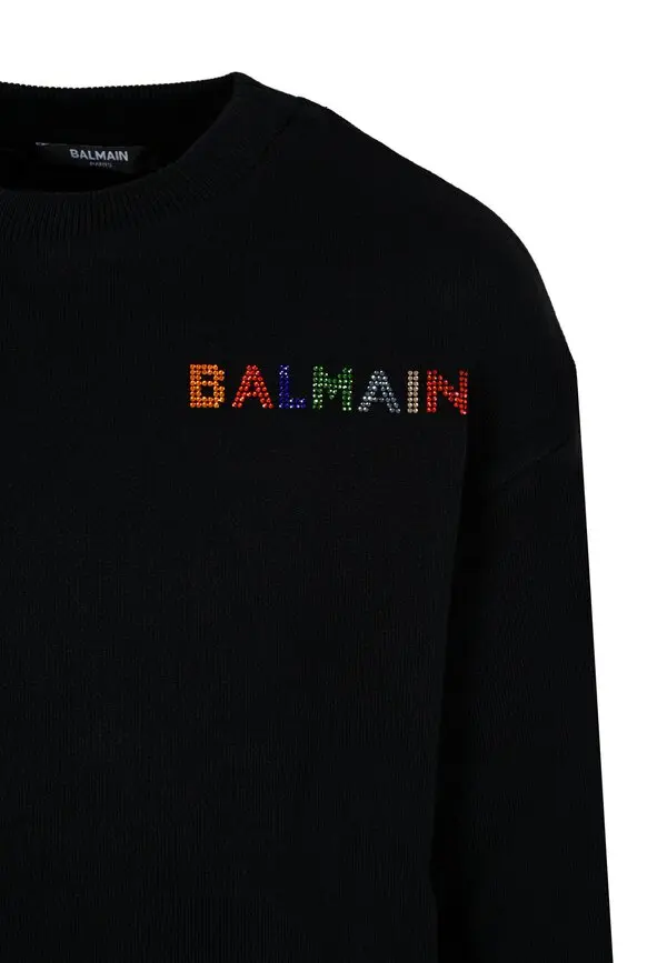 Balmain Rhinestone Embellished Crewneck Sweatshirt