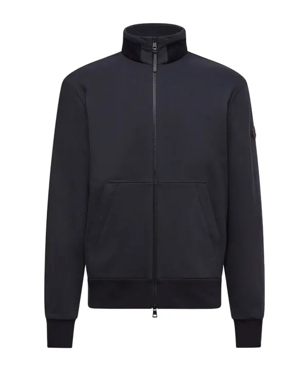 Moncler Cotton Cashmere Zip-up Sweatshirt - Navy Blue