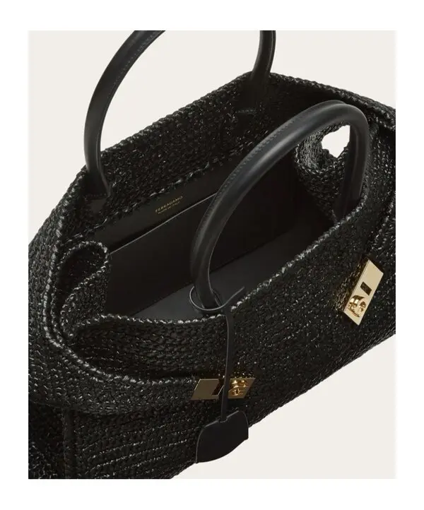 FERRAGAMO Woven Top Handle Handbag