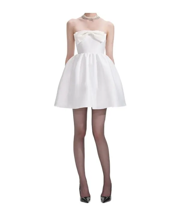 SELF-PORTRAIT Taffeta Bandeau Mini Dress With Inner Corset