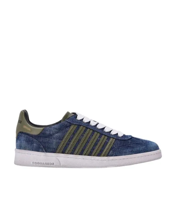 Dsquared2 Round Toe Denim Lace-up Sneakers - Blue