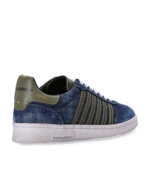 Dsquared2 Round Toe Denim Lace-up Sneakers - Blue