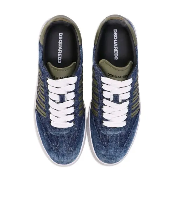 Dsquared2 Round Toe Denim Lace-up Sneakers - Blue
