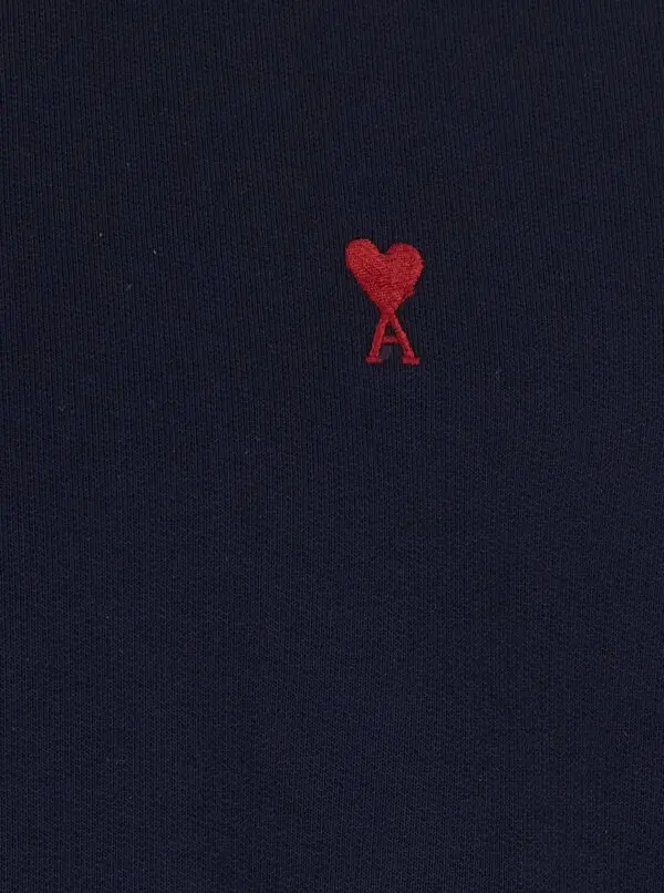 AMI Paris Crewneck Sweatshirt With Embroidered De Coeur Logo - Night Blue